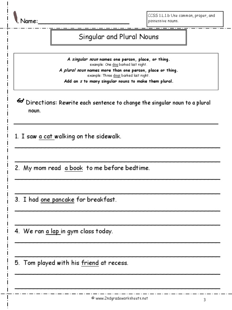 ENGLISH FOR PRE SCHOOL (Singular Plural Nouns 3) | PDF