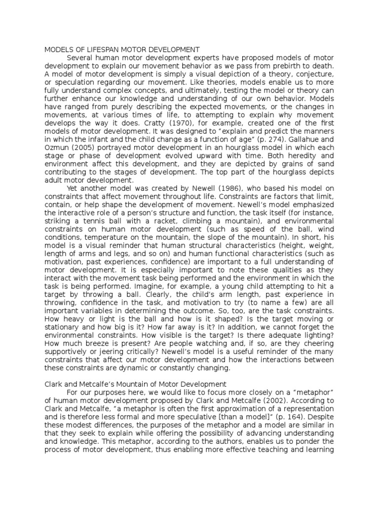 Models of Lifespan Motor Development | PDF | Developmental Psychology ...