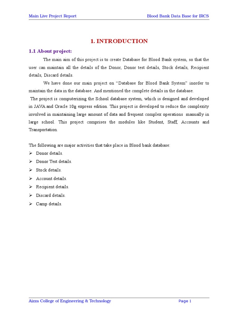 1.1 About Project | PDF | Class (Computer Programming) | Databases