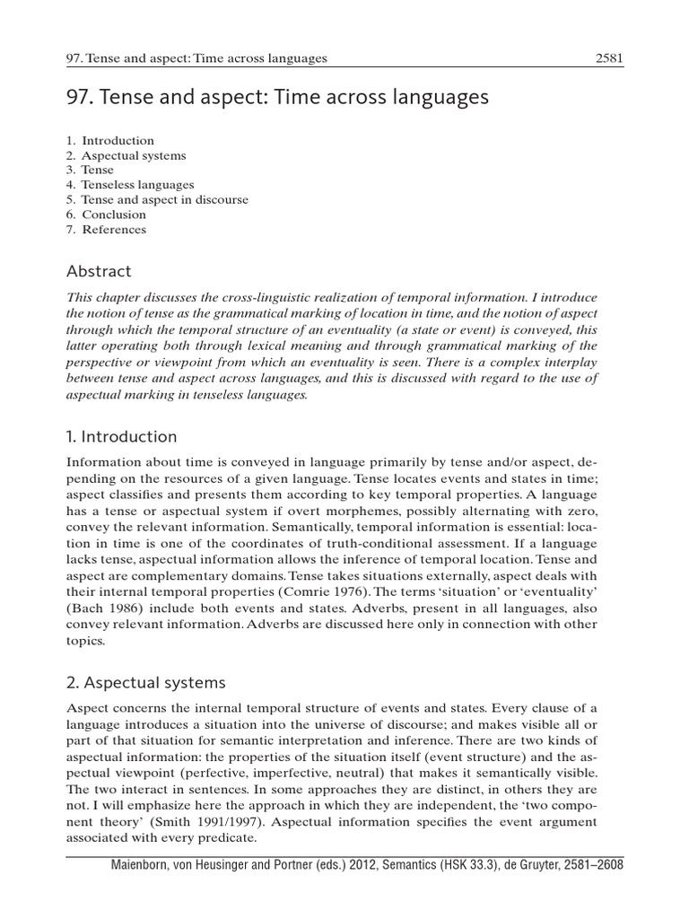 Tense and Aspect Time Across Languages | PDF | Grammatical Tense ...