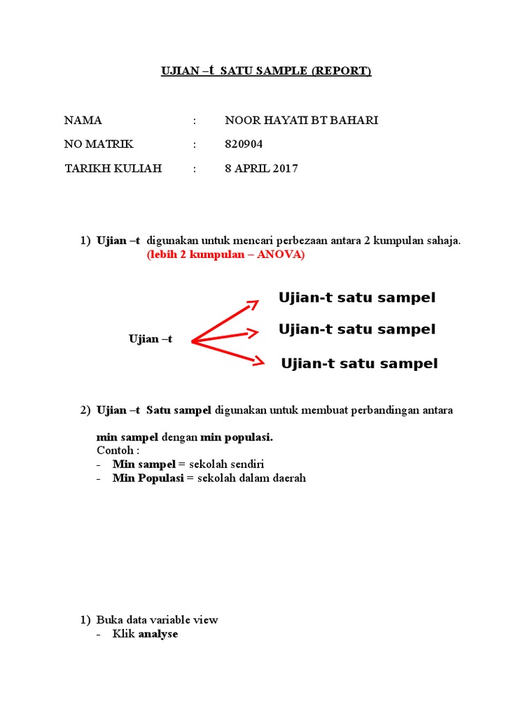 Report Ujian T Satu Sampel | PDF