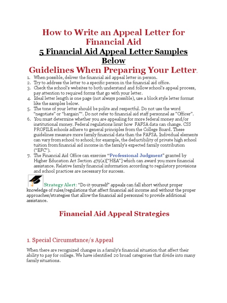 Financial Aid Appeal Letter Guide | PDF | Government | Economies