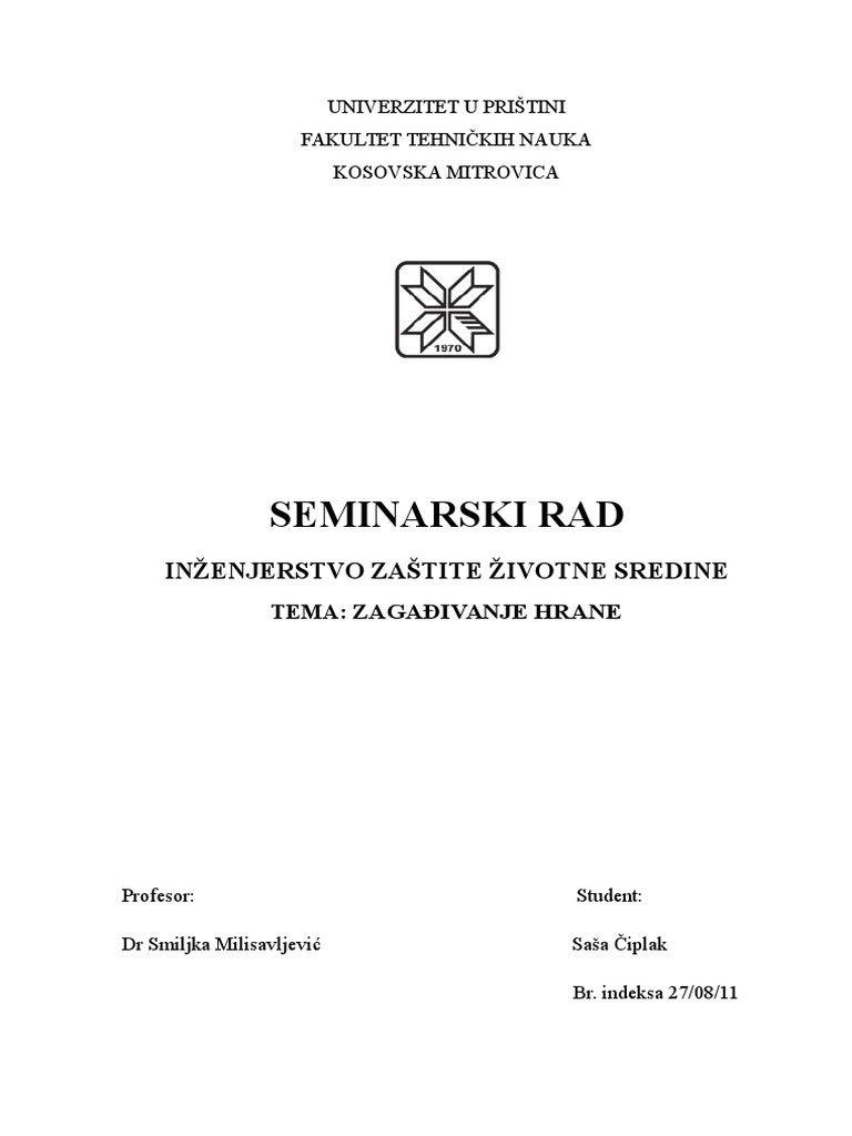 Zagadjivanje Hrane | PDF