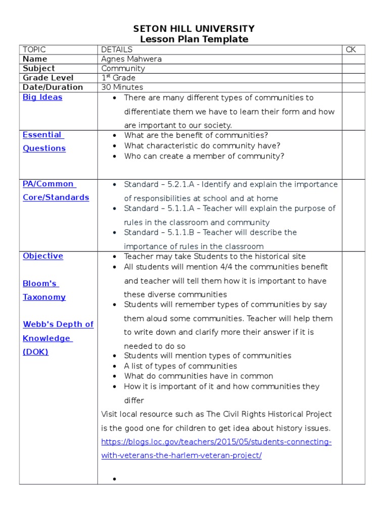 Lesson Plan Template 2 4 Social Studies | PDF | Lesson Plan | Applied ...