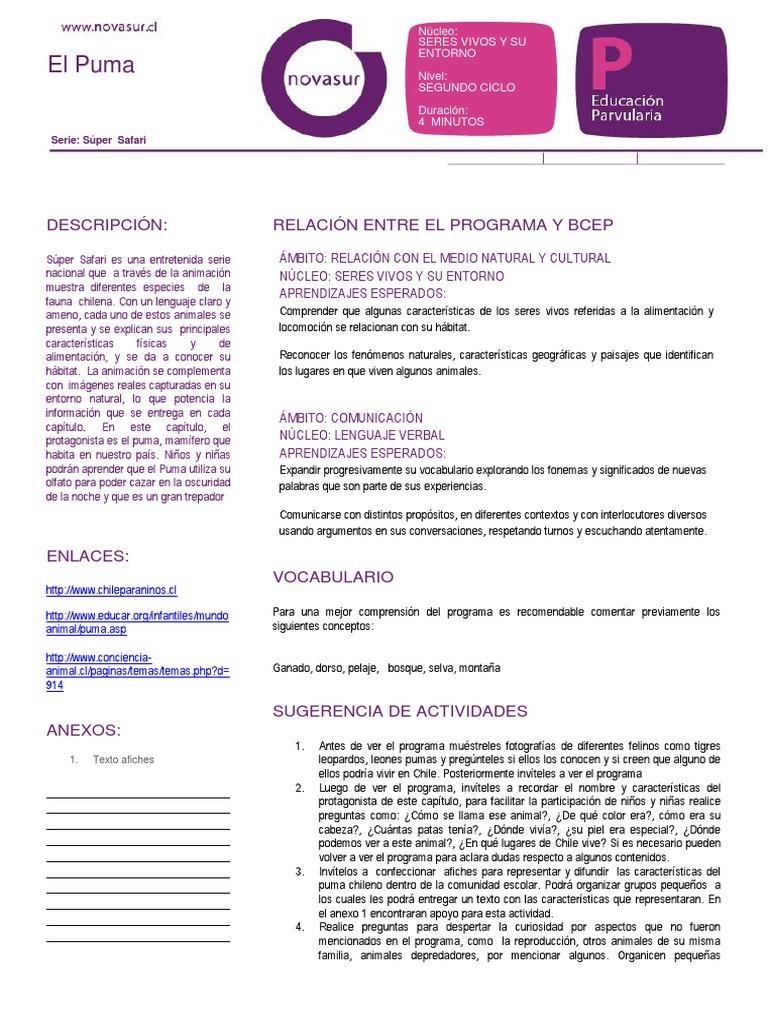 El Puma | PDF | Puma | Aprendizaje