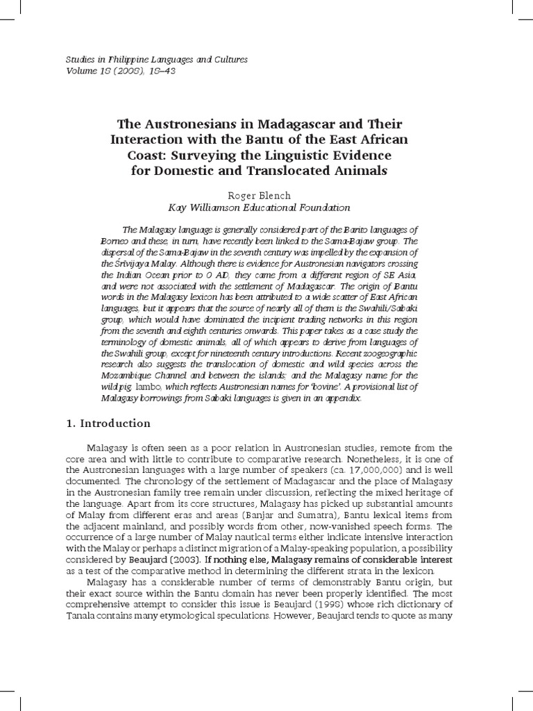 Malagasy Animal Names and Origins | PDF | Madagascar | Pig