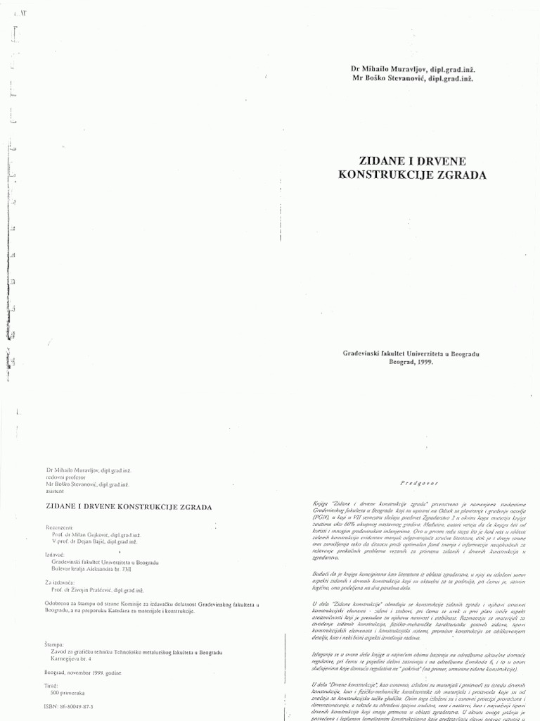 Zidane I Drvene Konstrukcije Zgrada M Muravljov PDF | PDF