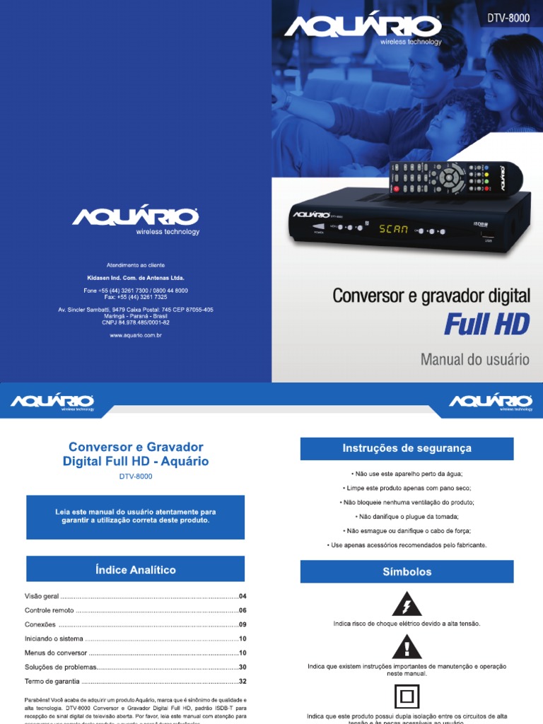 Manual DTV 8000 | PDF | Televisão digital | Vídeo