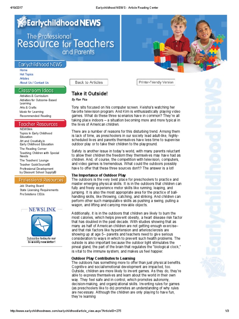 Earlychildhood News - Article Reading Center | PDF | Preschool | Early ...