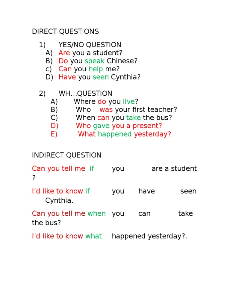 Direct Questions | PDF