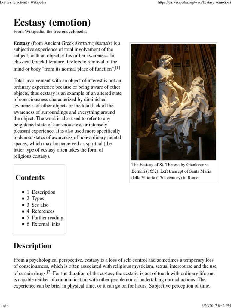 Ecstasy (Emotion) - Wikipedia | Metaphysics Of Mind | Personal Development