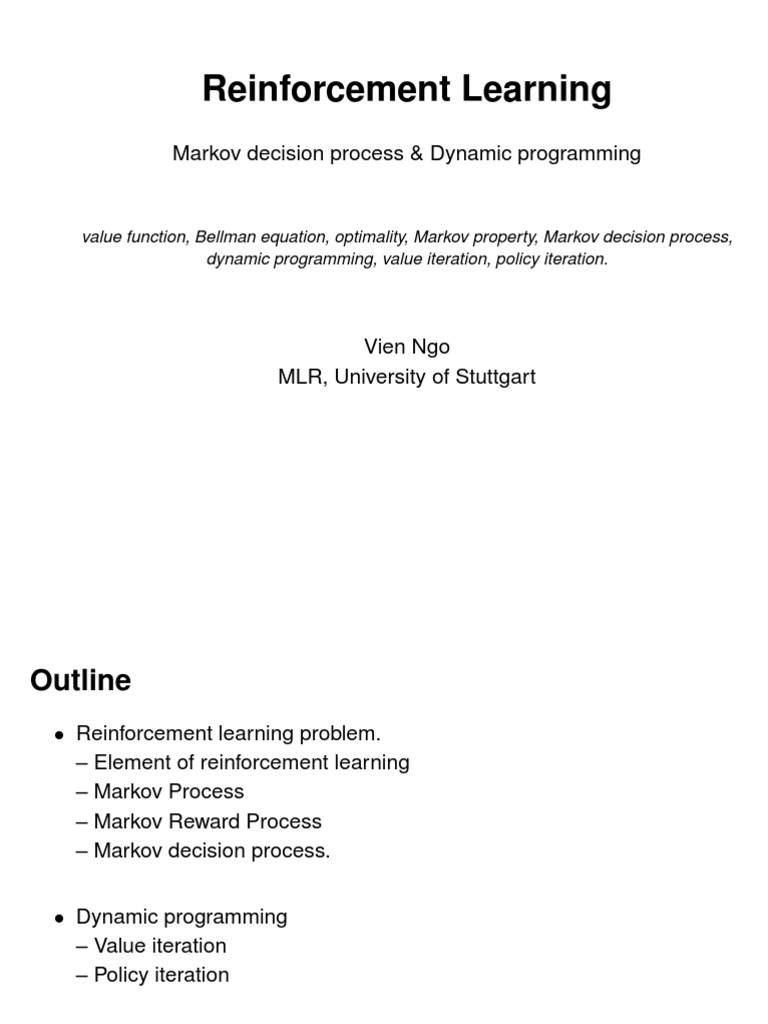 02 MarkovDecisionProcess | PDF | Markov Chain | Mathematical Concepts