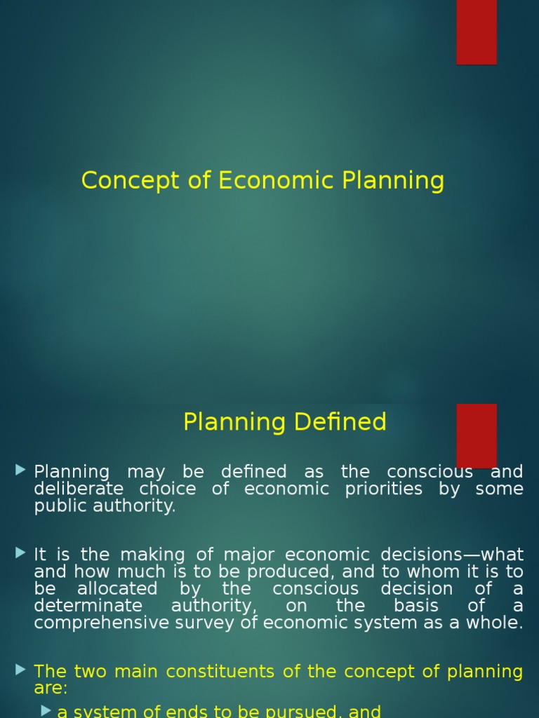 Concept of Economic Planning | PDF