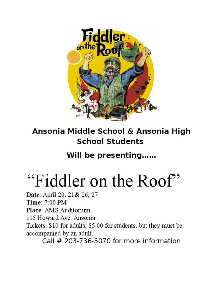 Fiddler On The Roof Flyer For Schools | PDF