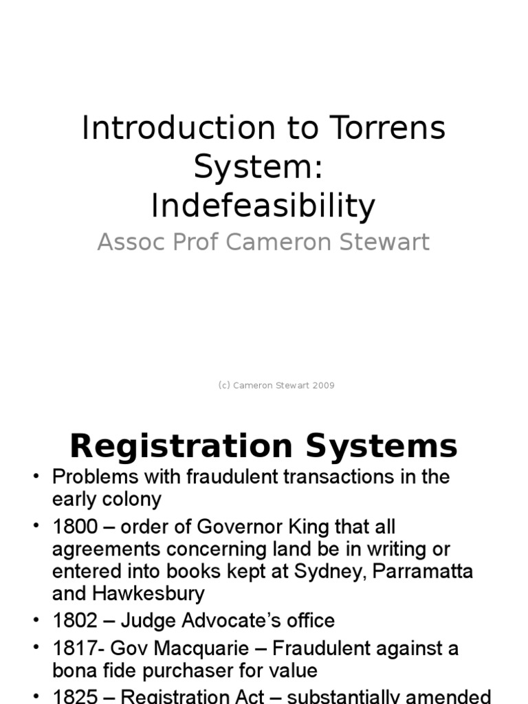Introduction To Torrens System | PDF