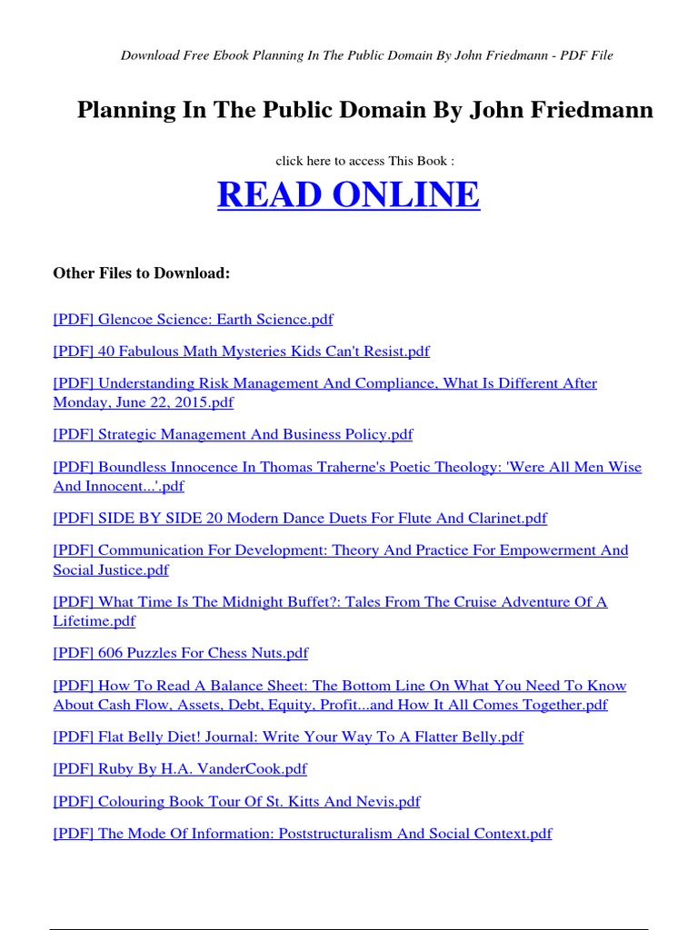 Planning in the Public Domain PDF | PDF | Science | Philosophical Science