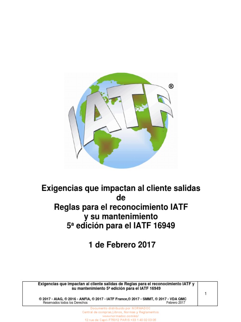 IATF Reglas | PDF | Auditoría | Contralor