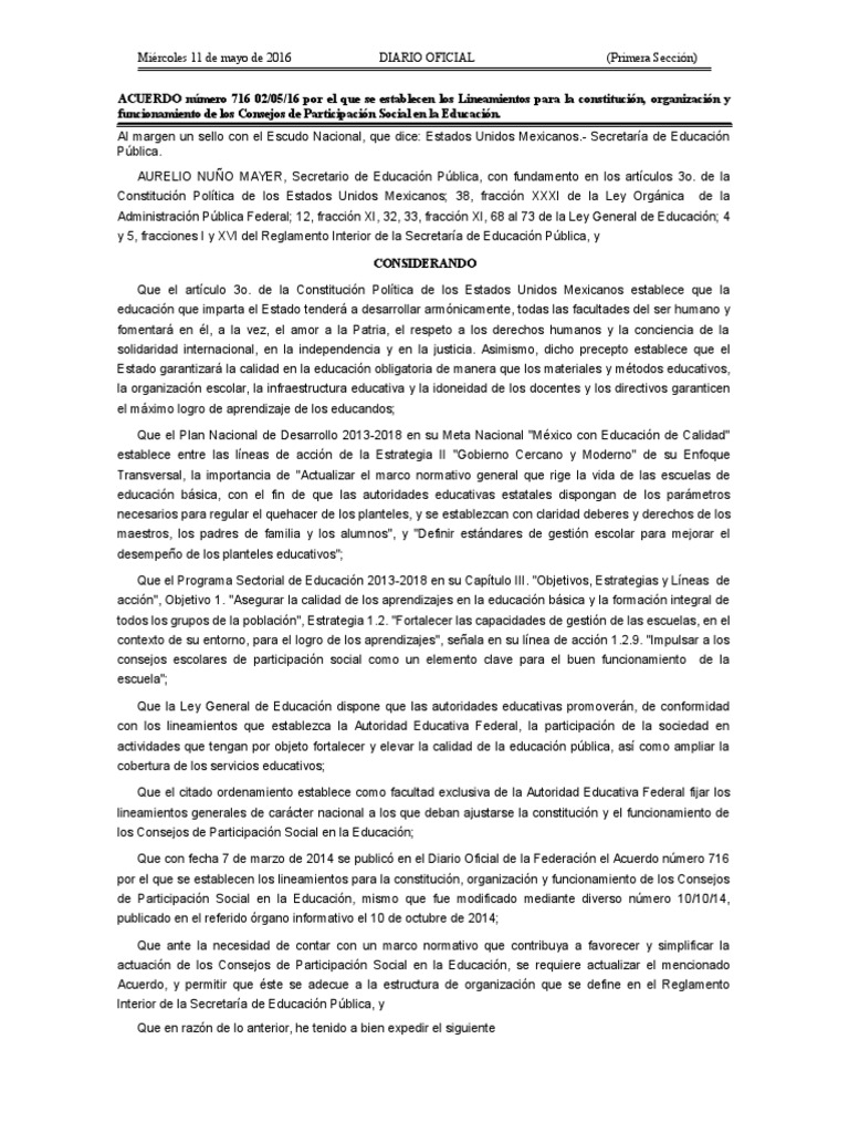 SEP Acuerdo 716 CEPSE Antes 535 | PDF | Educación primaria | Estado ...
