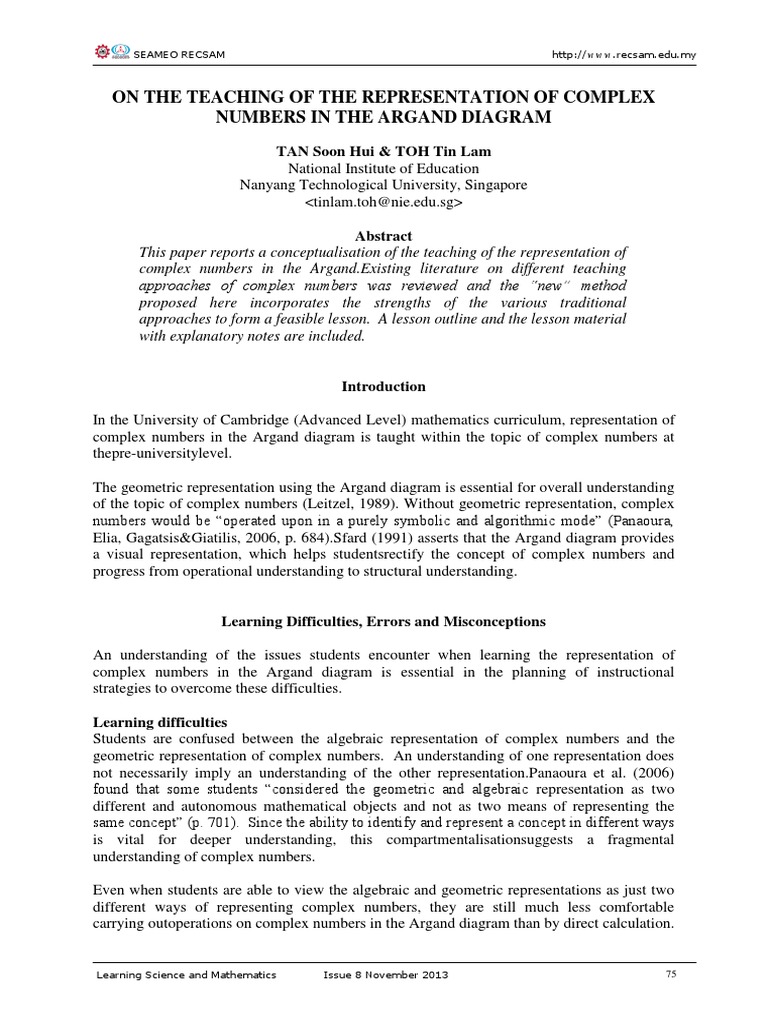 Teaching Complex Numbers Toh Tin Lam | PDF | Complex Number ...