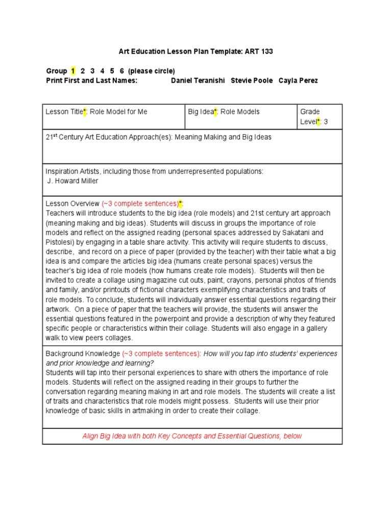 Lesson 1 Role Model | PDF | Lesson Plan | Collage