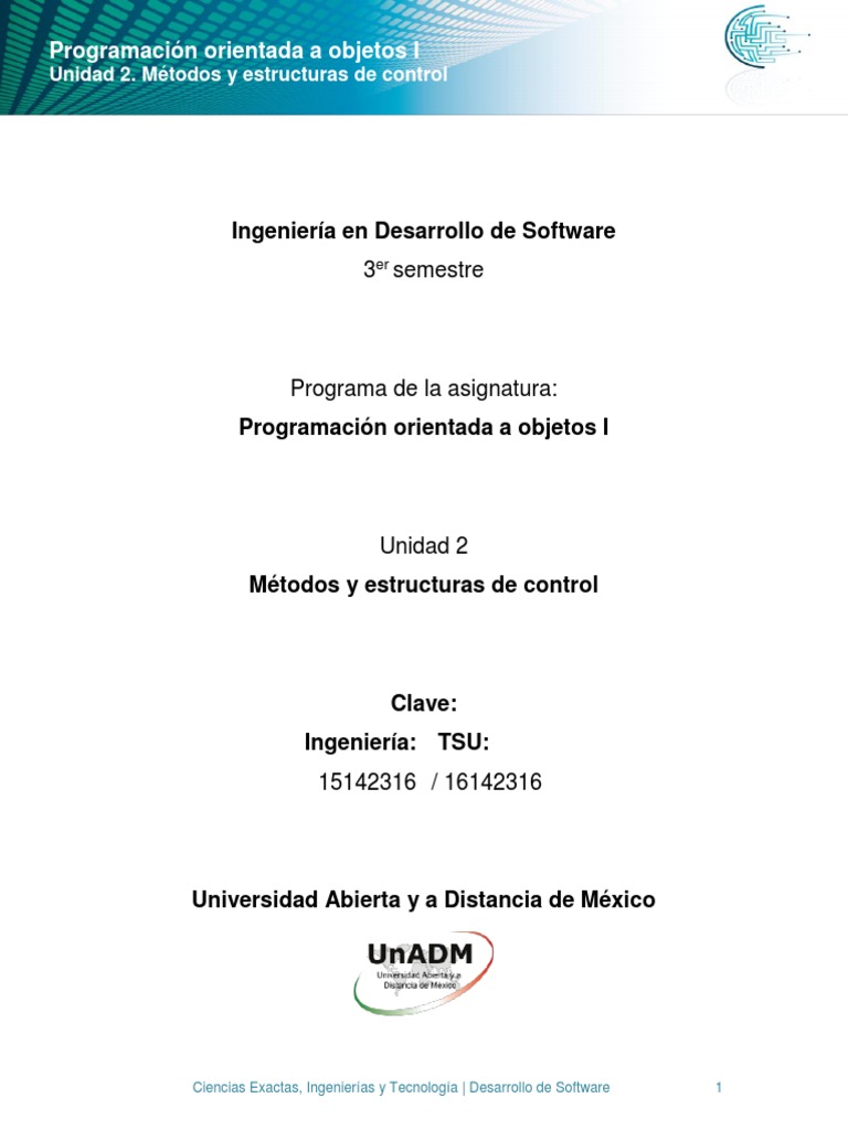 Métodos y Estructuras de Control en POO | PDF | Objeto (informática ...