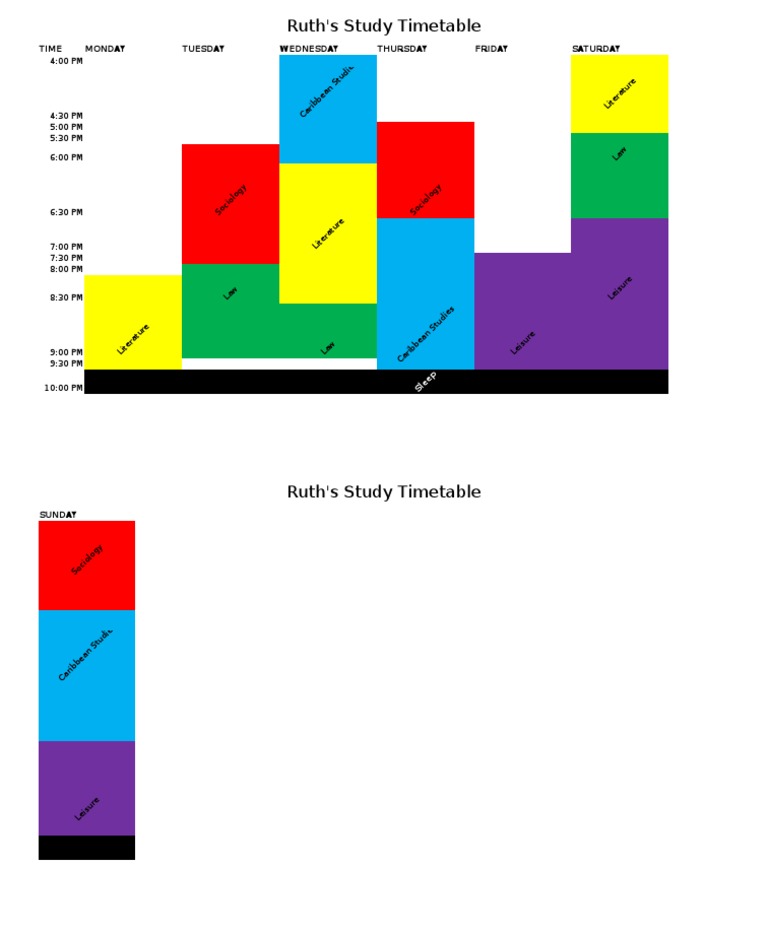 Study Timetable | PDF | Sports | Leisure