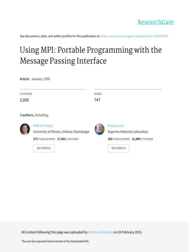 Using MPI Portable Programming With The Message Pa PDF | PDF | Message ...