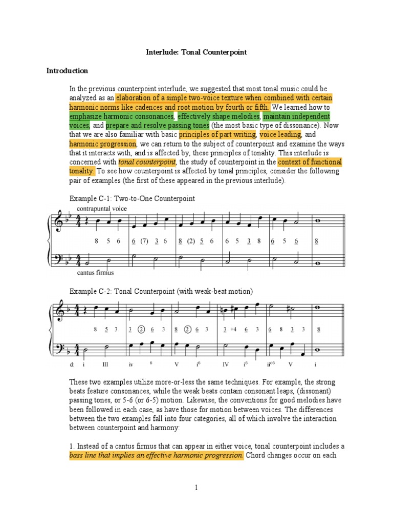 Interlude 3 Tonal Counterpoint | PDF | Harmony | Chord (Music)