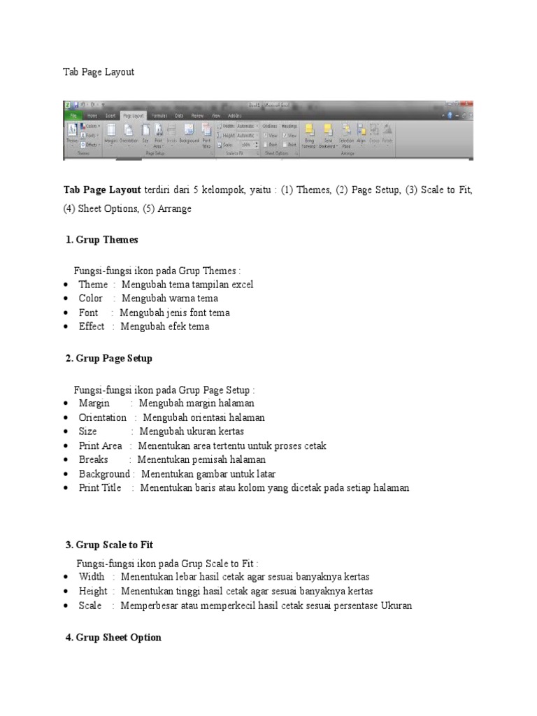 Panduan Tab Page Layout Excel | PDF