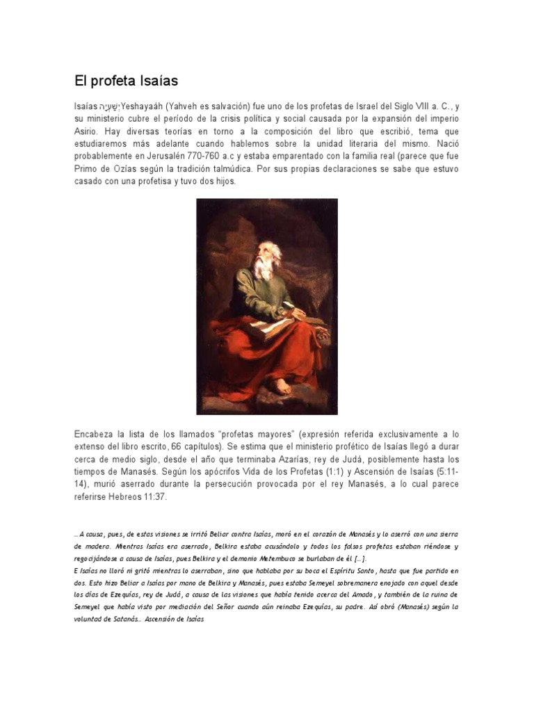 Biografía del Profeta Isaías | PDF | Isaias | Biblia hebrea