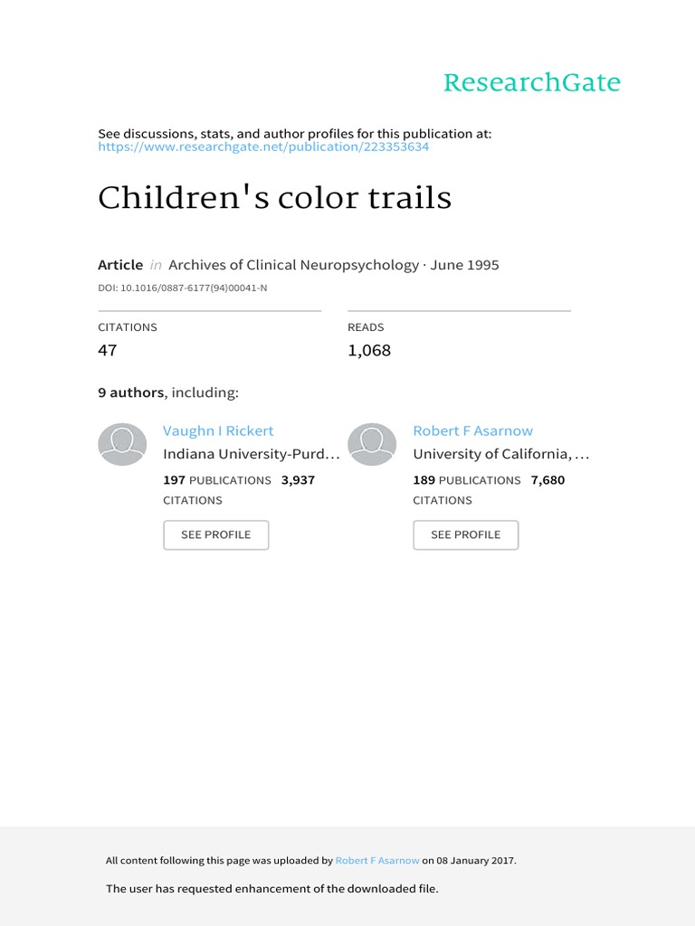 Children's Color Trails | Download Free PDF | Learning Disability ...