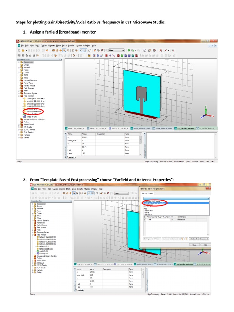 Plotting Gain or Axial Ratio vs. Frequency in CST | PDF