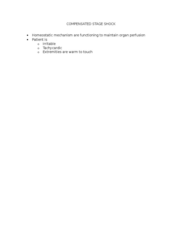 Compensated Stage Shock | PDF | Clinical Medicine | Medical Specialties