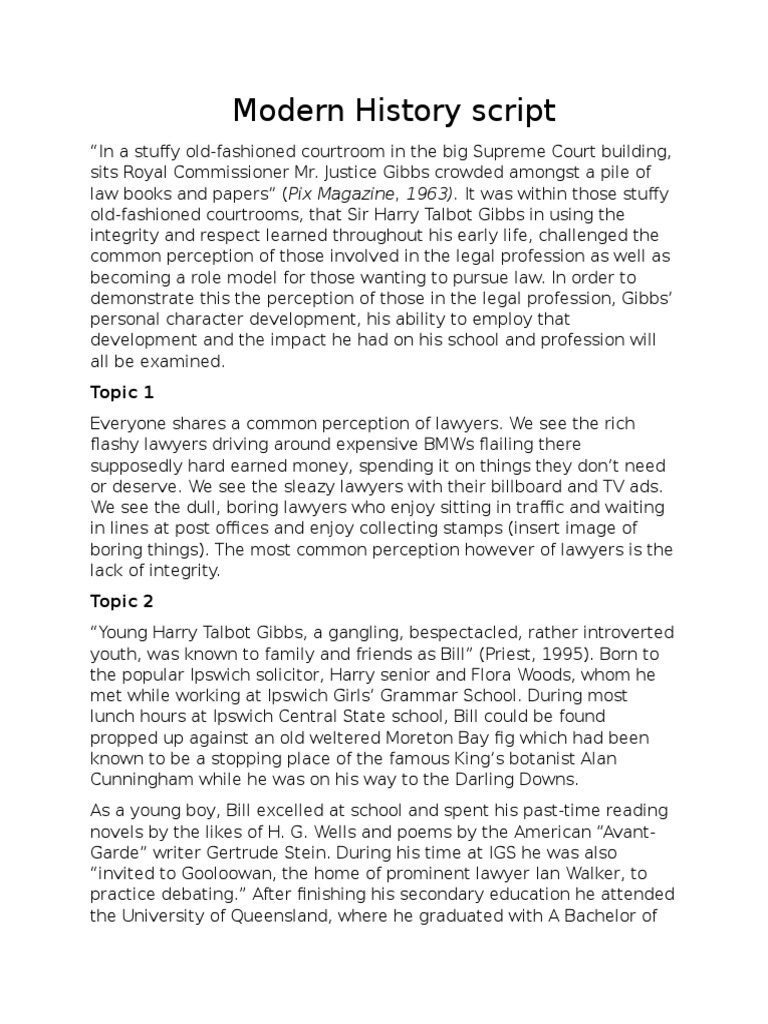 Modern History Script | Download Free PDF | High Court Of Australia | Judge
