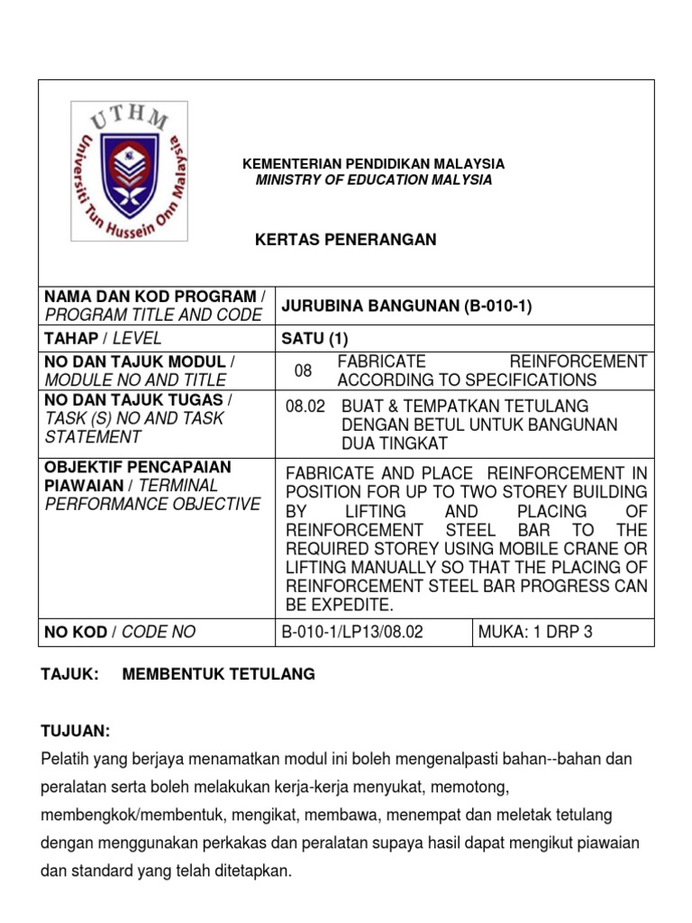 Is Task 08.02membentuk Tetulang | PDF