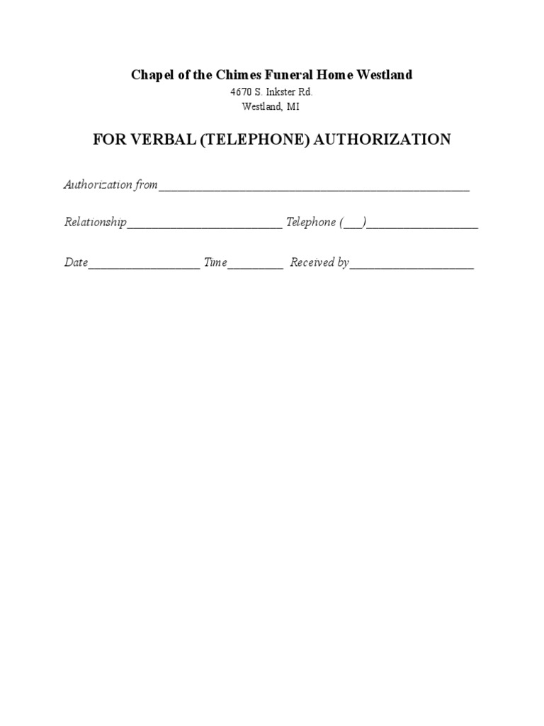 Verbalauthorization | PDF