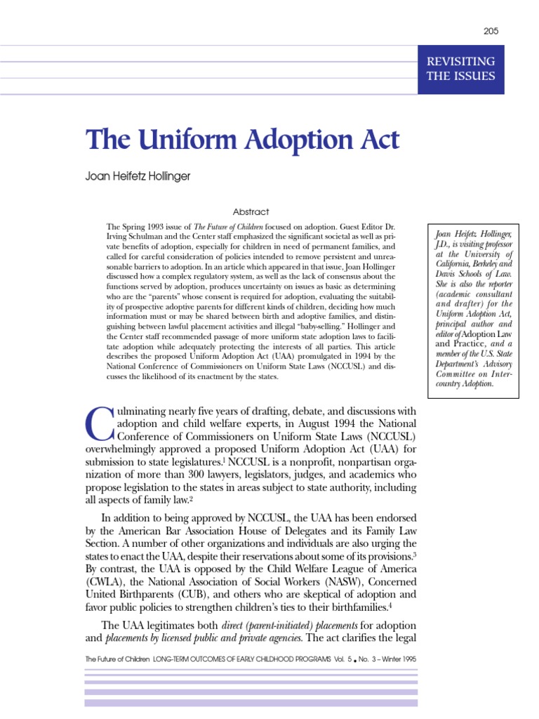 The Uniform Adoption Act | PDF | Adoption | Child Protective Services