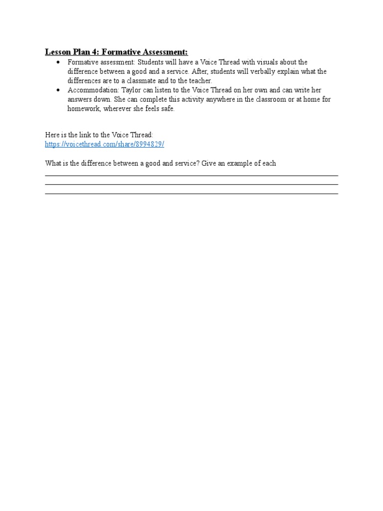 Lesson Plan 4: Formative Assessment | PDF | Educational Assessment ...