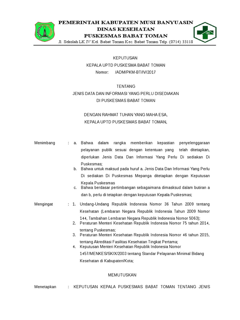 SK Jenis Data Dan Informasi Yang Perlu Disediakan | PDF