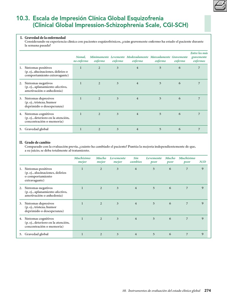 Escala De Impresión Clínica Global En Esquizofrenia Pdf
