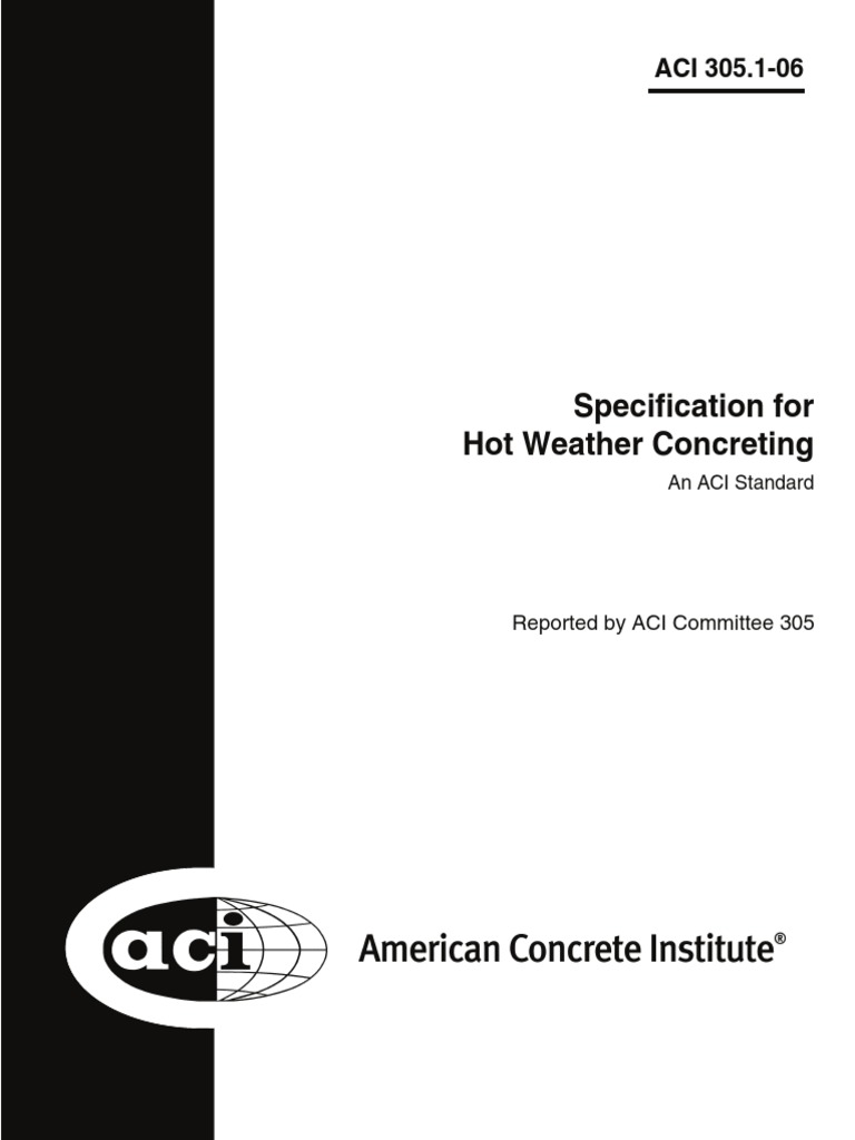 ACI 305.1-06 Specification For Hot Weather Concreting PDF | PDF ...