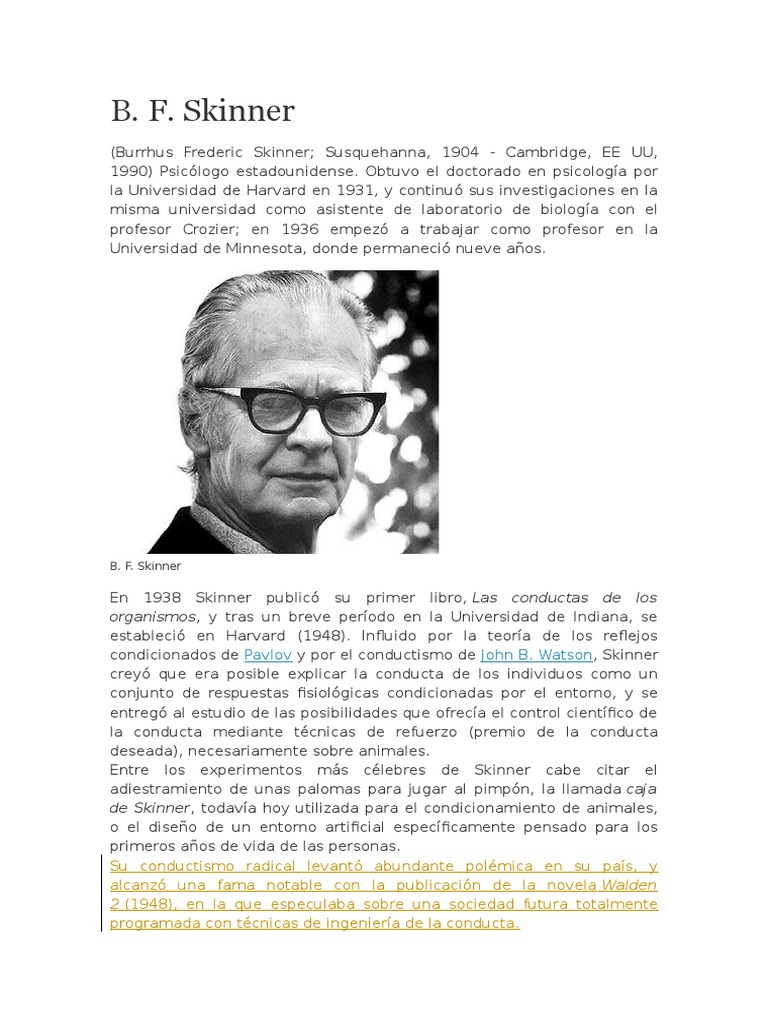 Skinner | PDF | Conceptos psicologicos | Sicología