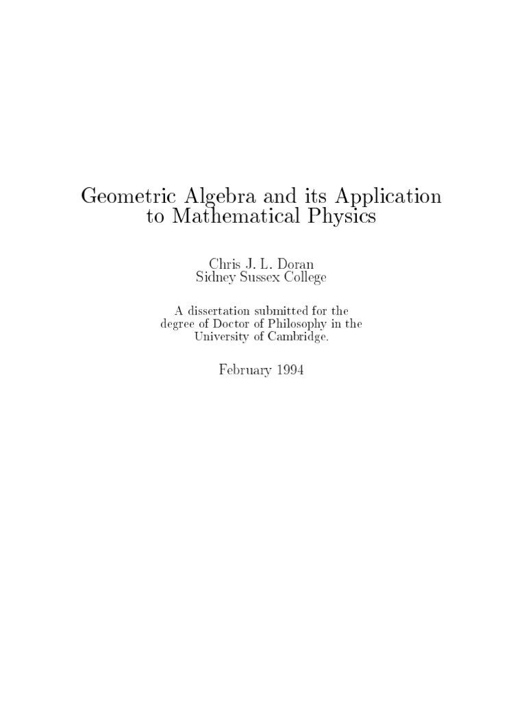 Geometric Algebra in Mathematical Physics | PDF | Geometry | Euclidean ...
