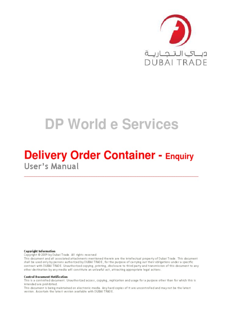 Delivery Order Container - Enquiry