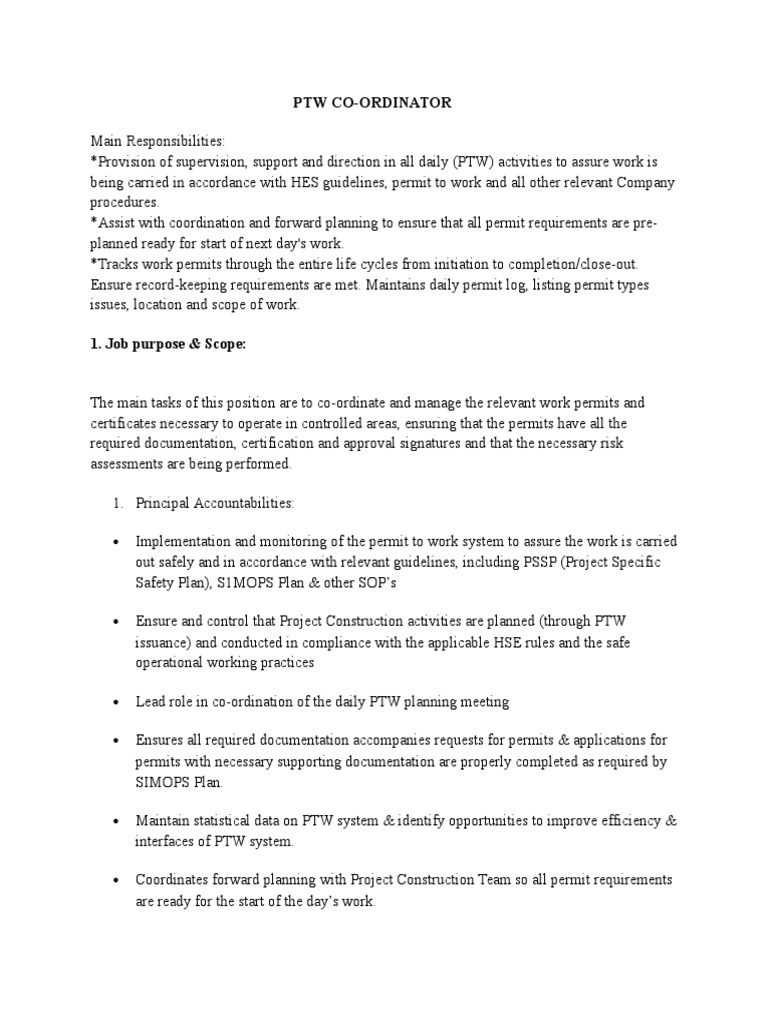 PTW Coordinator | PDF | Records Management | Government