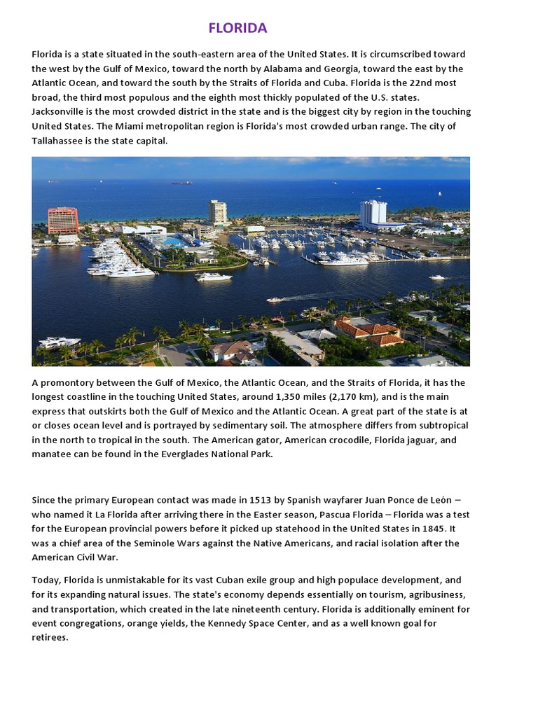 Florida's History, Climate, Languages, Religion and Governance | PDF ...