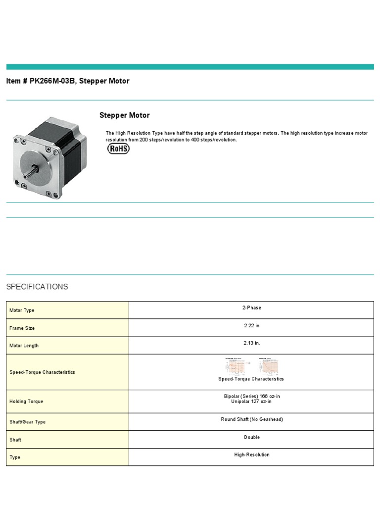 Item # PK266M-03B, Stepper Motor: Specifications | PDF | Machines ...