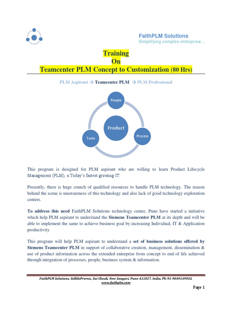 Teamcenter Plm Concept Customization Training Faithplm Pdf Product Lifecycle Application