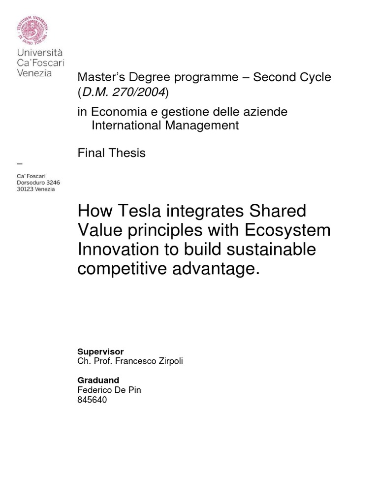 Tesla's CSR and Shared Value Integration | PDF | Corporate Social ...