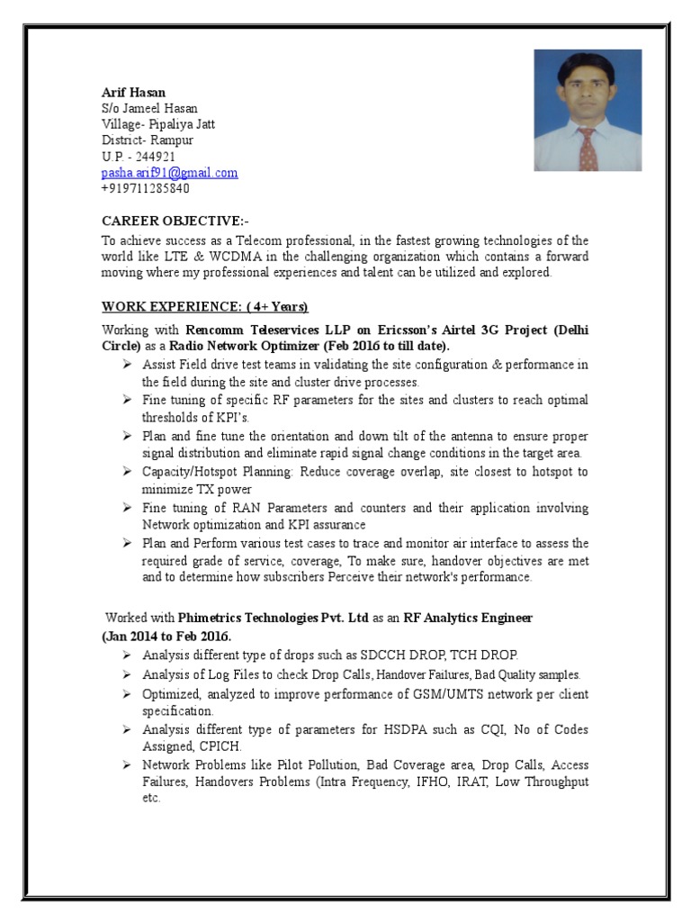 Arif CV | PDF | Telecommunications Engineering | Wireless